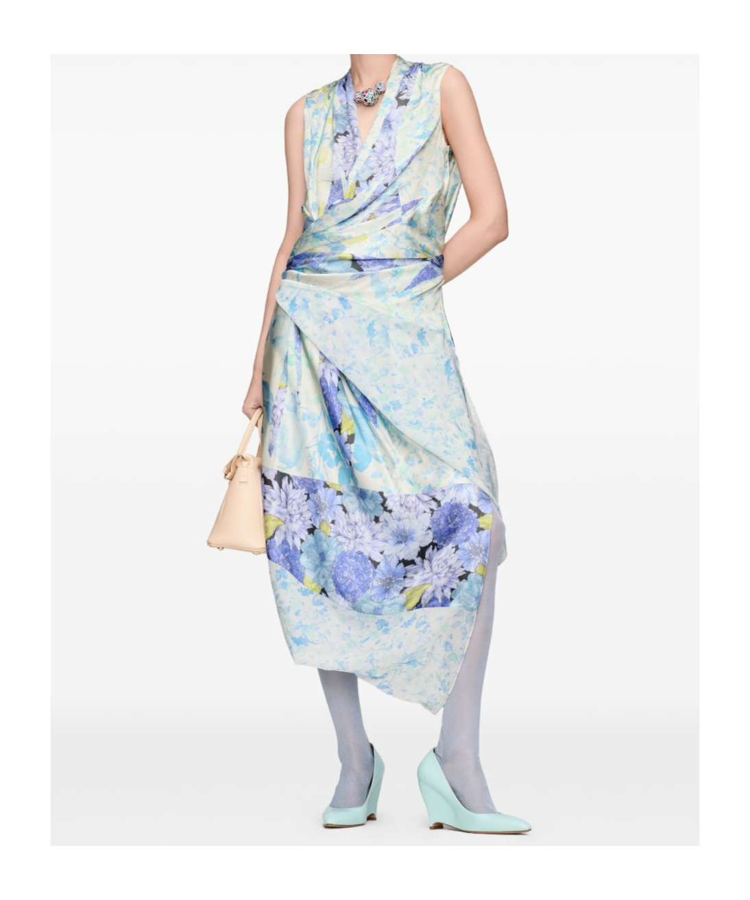 MAISON MARGIELA Maison Margiela Sleeveless Floral Print Draped Dress